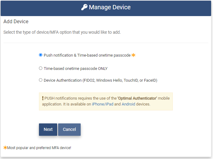 Multi-Factor Options - The OptimalCloud Documentation